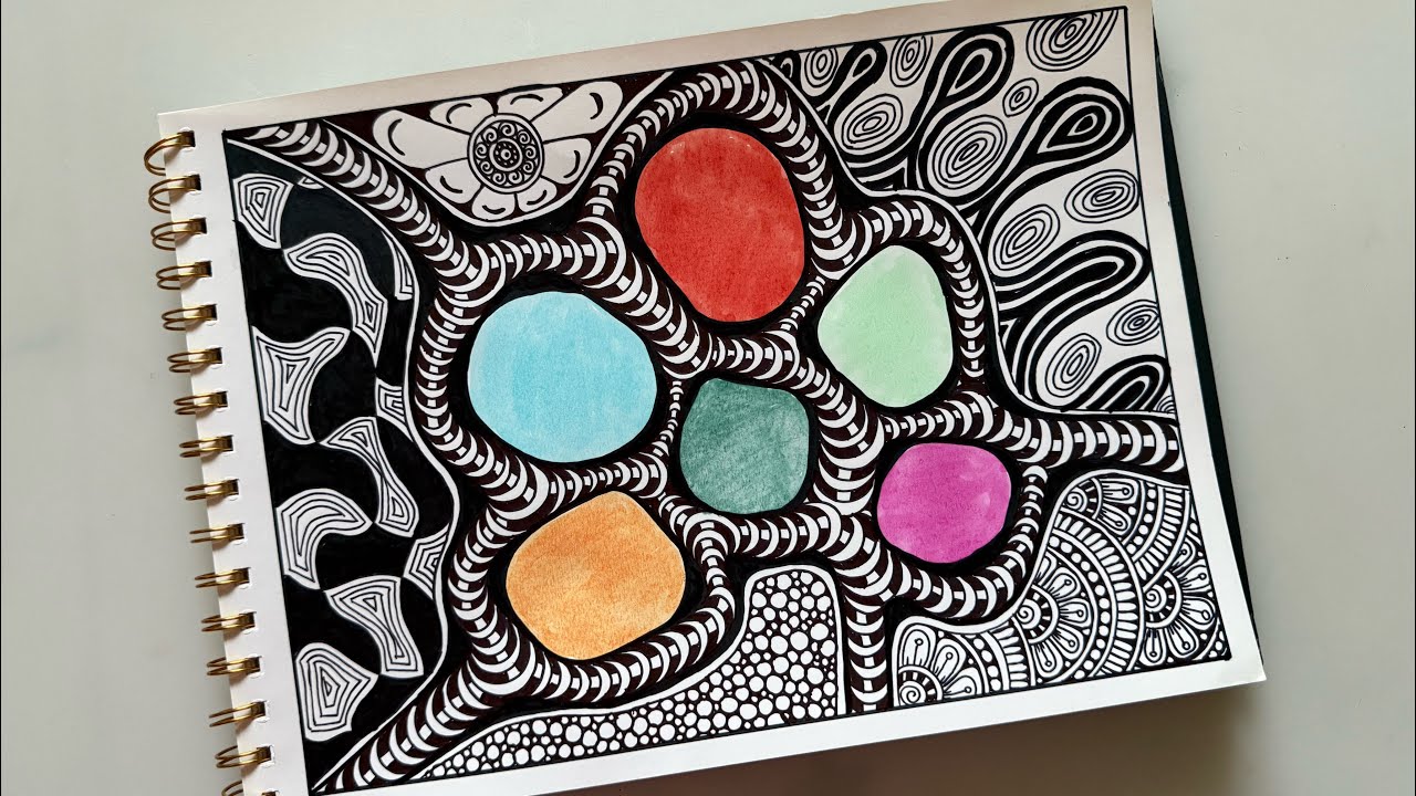 Satisfying Zentangle Art with Bright Colors | Relax & Create