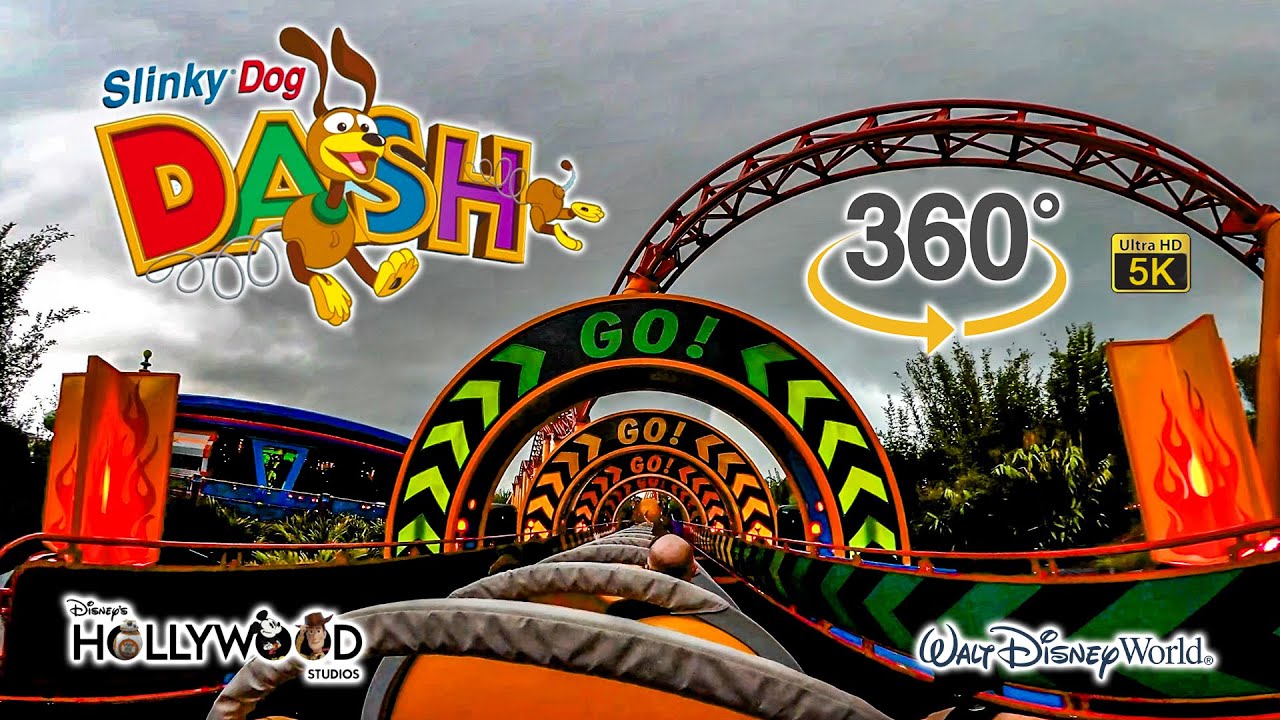VR 360 5K Slinky Dog Dash Roller Coaster On Ride Back Seat POV Walt Disney World 2021 06 14