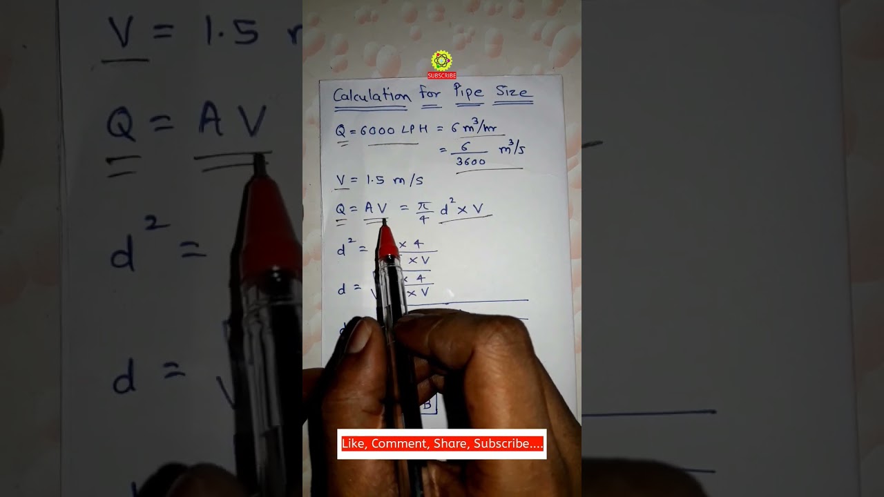 Calculation for Pipe Size / Line Size | #shorts