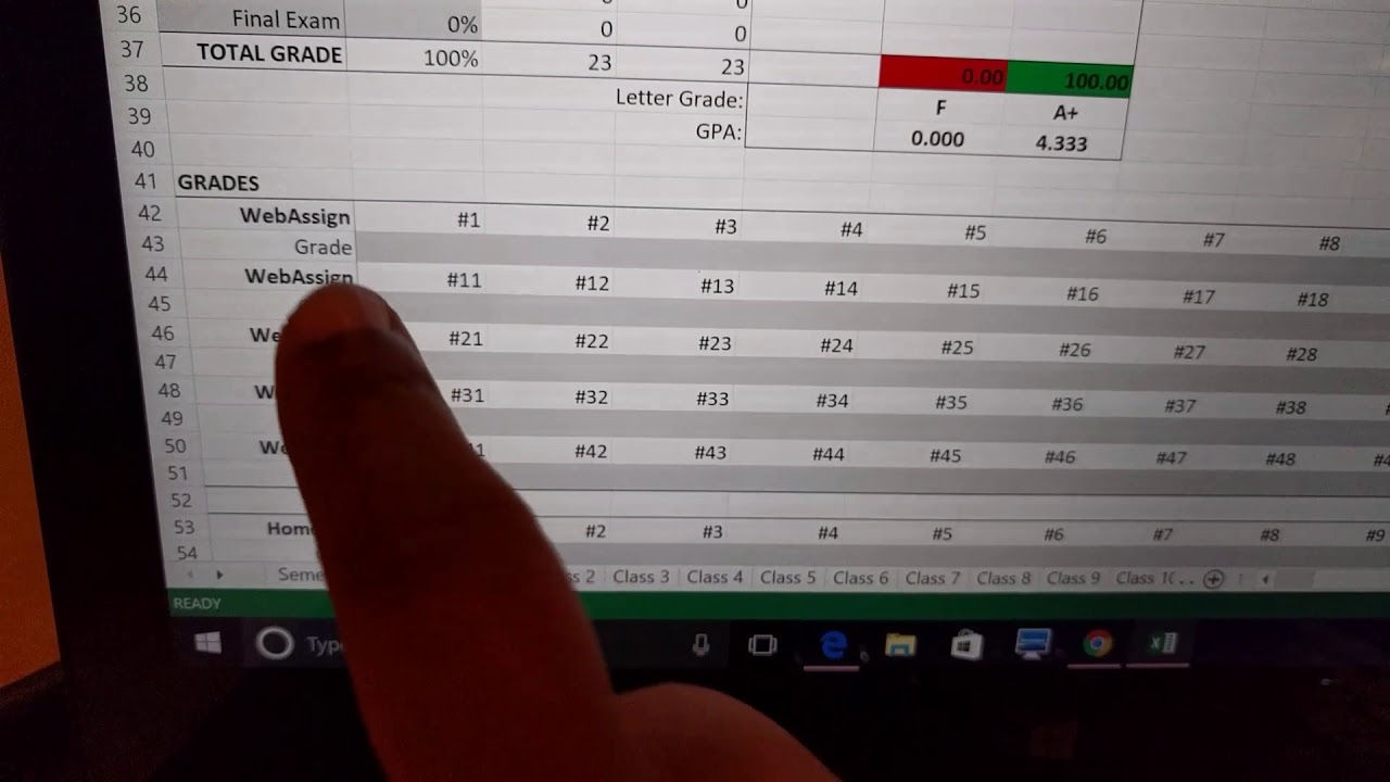 GradeTracker - Setting up Percentages