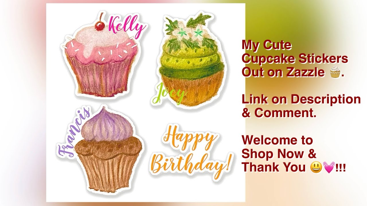 My #CUPCAKE #STICKER #Zazzle #shopnow LINK: Description & Comment #customizable #Birthday #thankyou