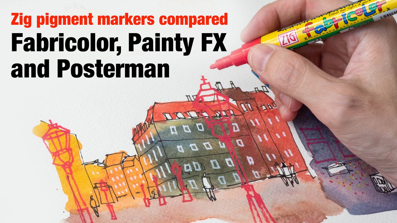 Zig pigment markers compared: Fabricolor, Painty FX and Posterman