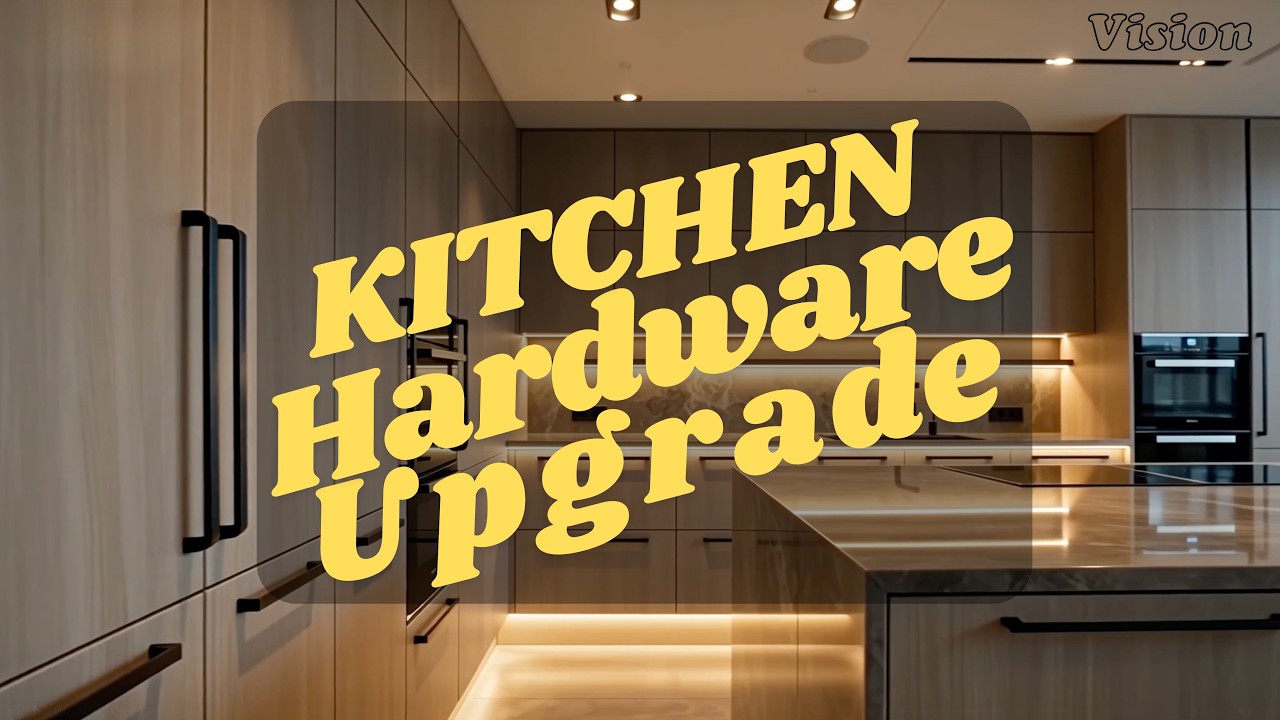 Brass cabinet handles from Vision Cabinet Hardware bring a sleek touch to contemporary kitchens.