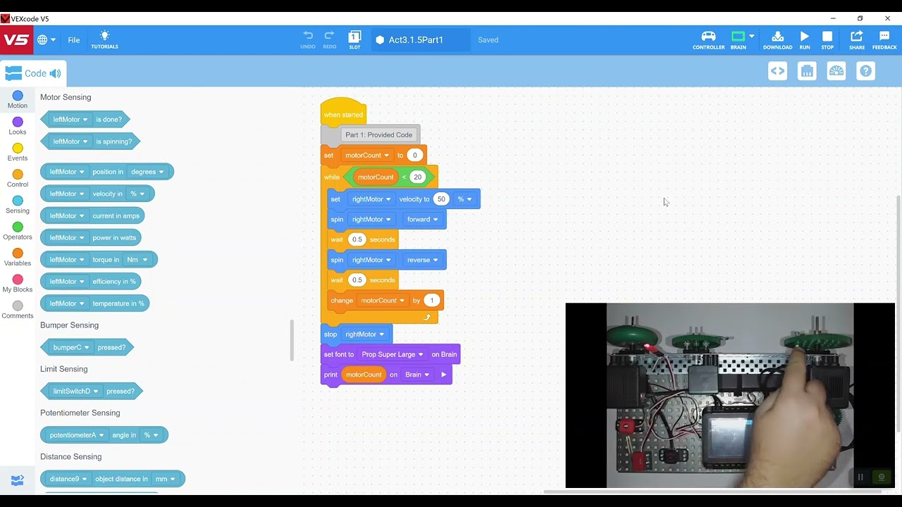 VEX V5 Activity 3.1.6 Part 1: Open Loop Systems