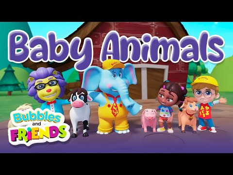 Learn Baby Animals Names and Sounds with Bubbles and Friends | Full Episode + Song for Kids