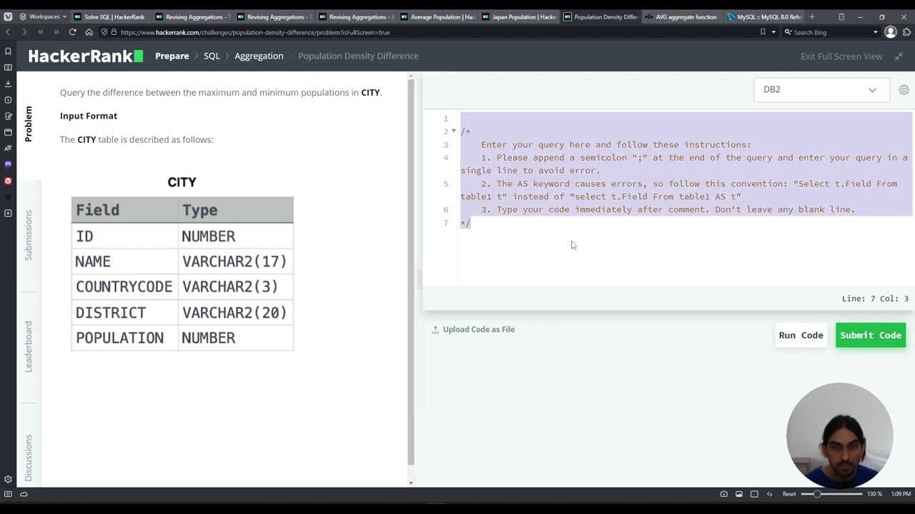 Population Density Difference | SQL Aggregation | HackerRank Solution