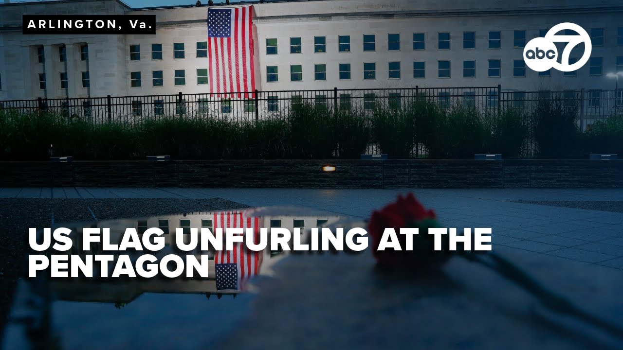 U.S. flag unfurled at Pentagon in solemn tribute on 9/11 anniversary | LIVE