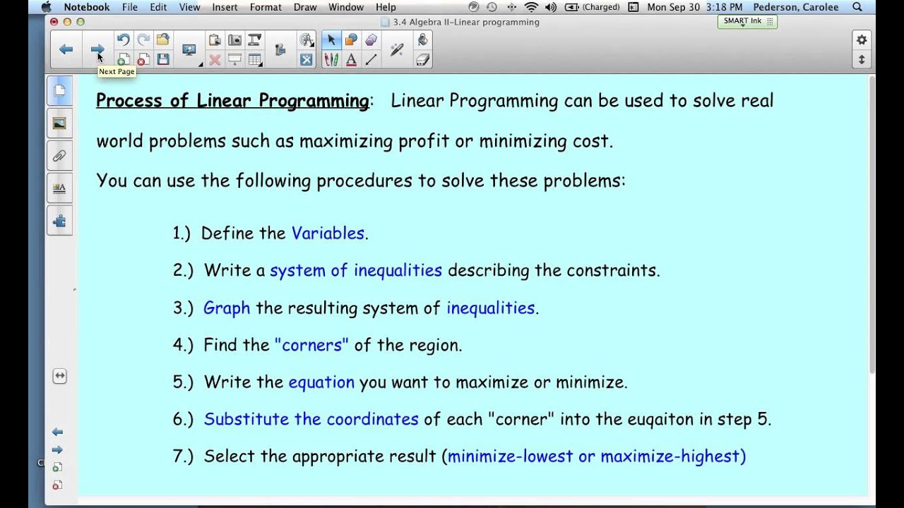 7 steps to Linear PRogramming