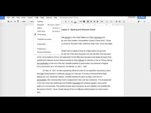 Google Docs Basics v2 - Spelling and Grammar Check
