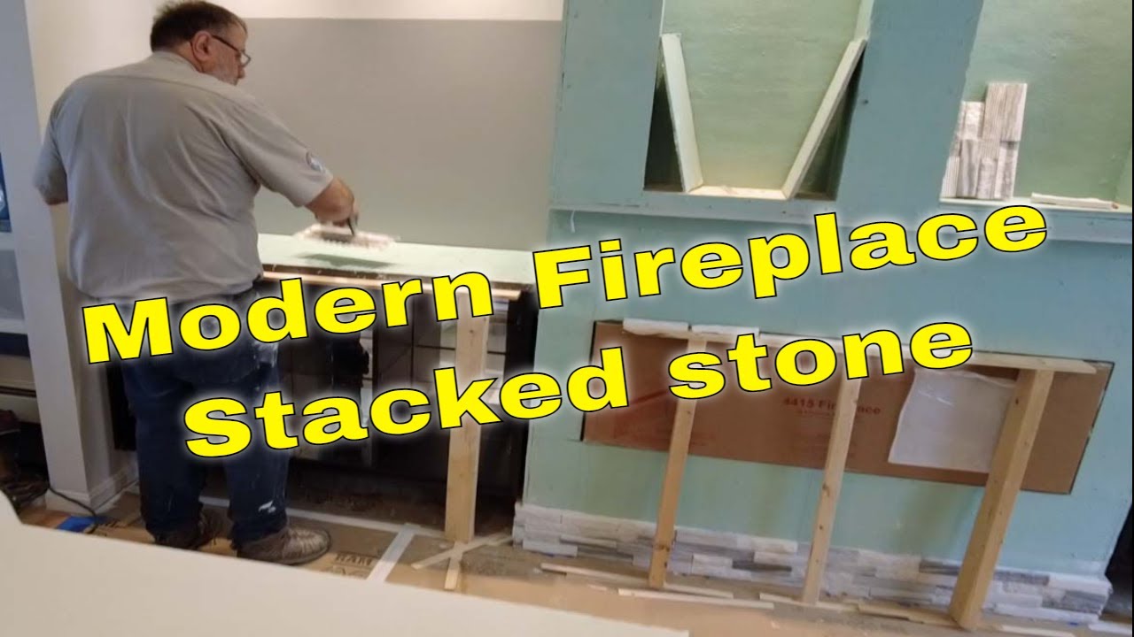 Stacked stone marble fireplace Part 1