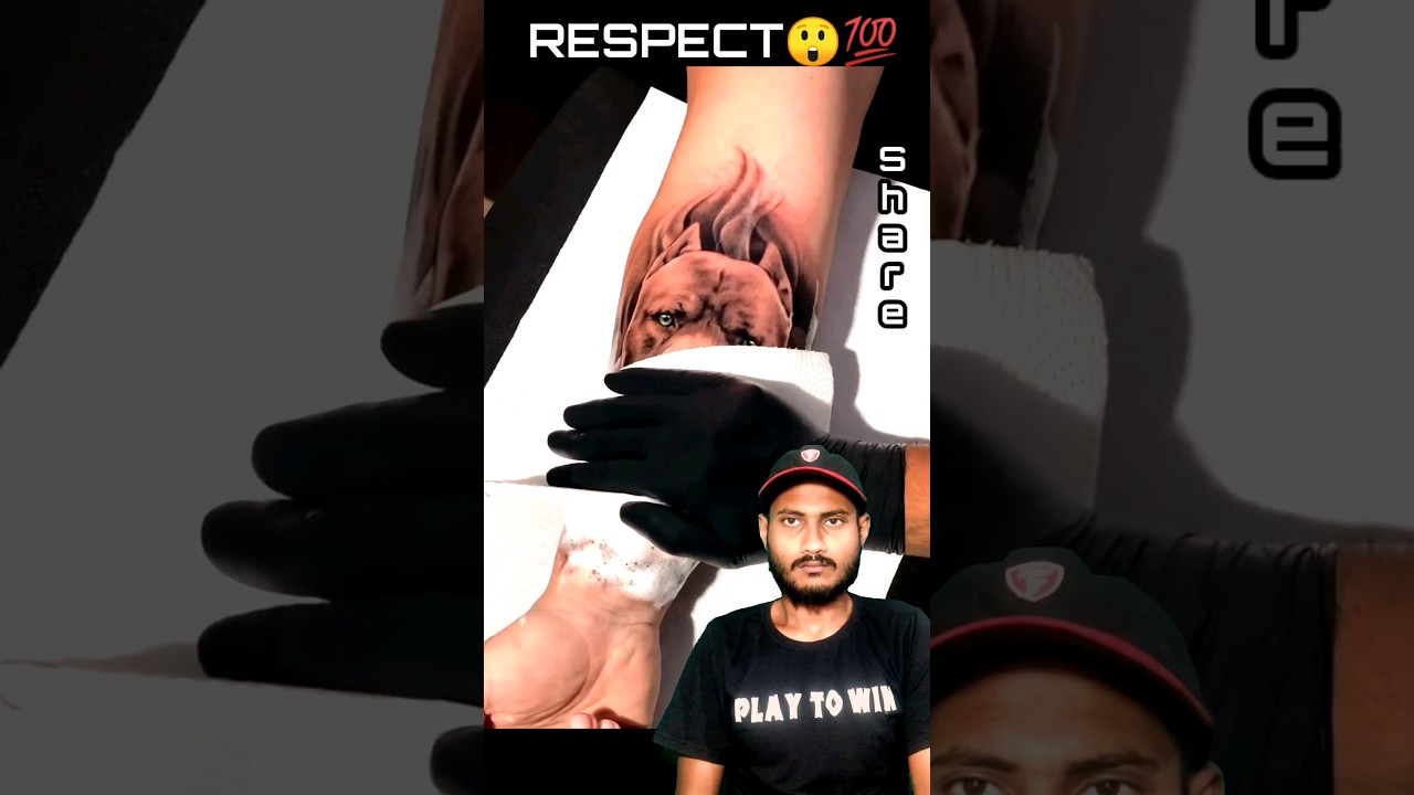 Amazing Pitbull Tattoo🐶😲💯#reaction#respect#tattoo#tattooart#dog #viral#shortsfeed#shorts