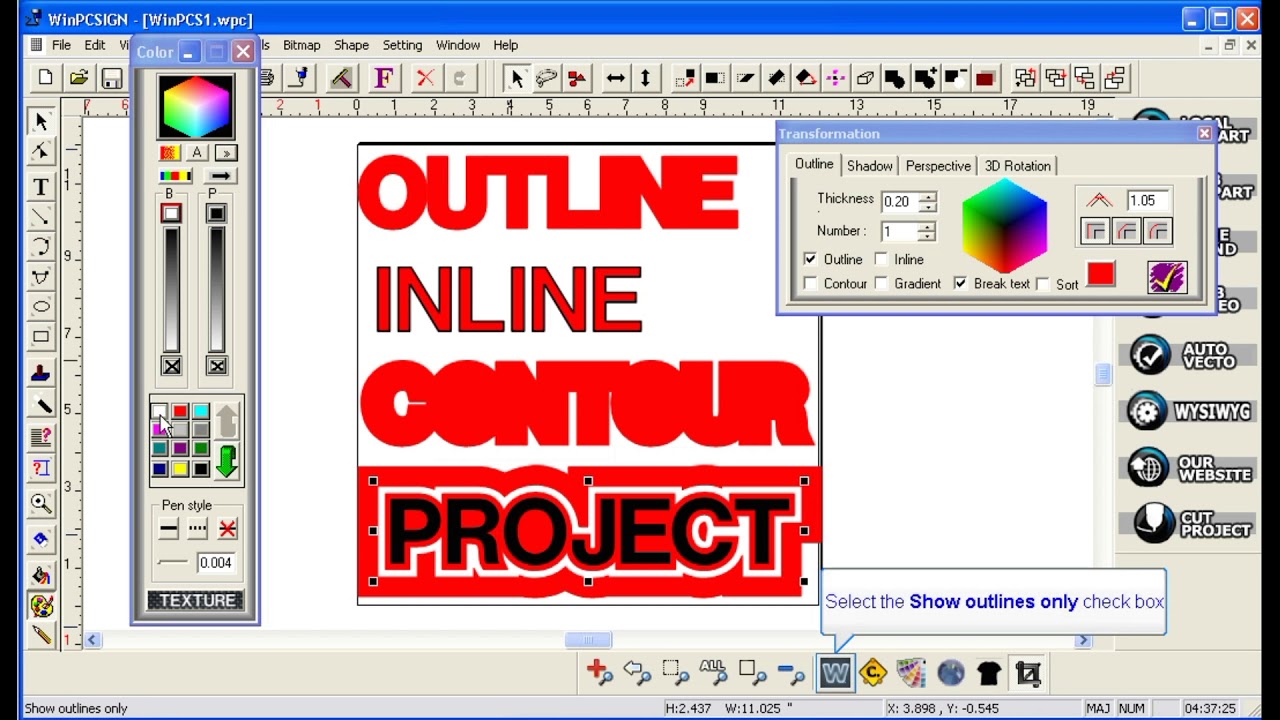 Outline and Inline text
