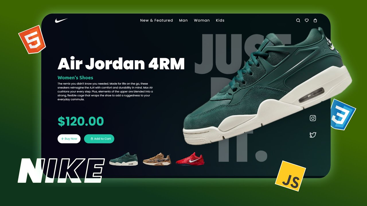 Animated Shoes Hero Website Using Html CSS & JavaScript