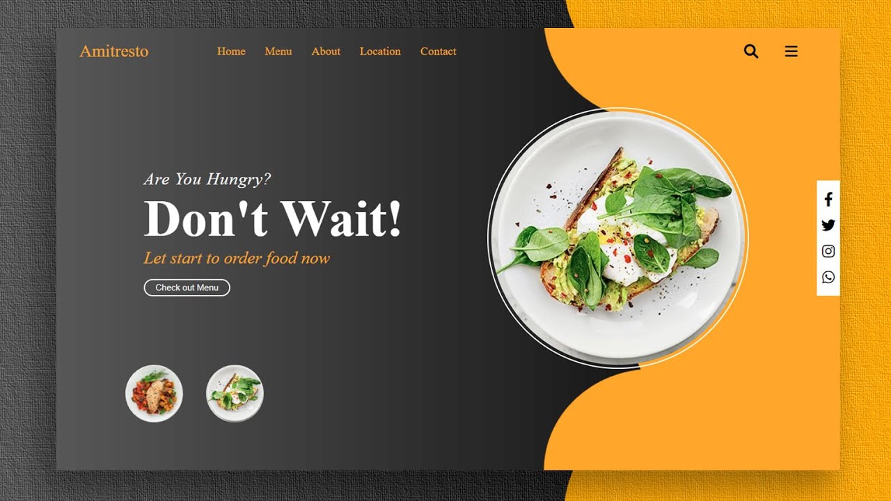 🍔Restaurant website design 🍔html css & Javascript