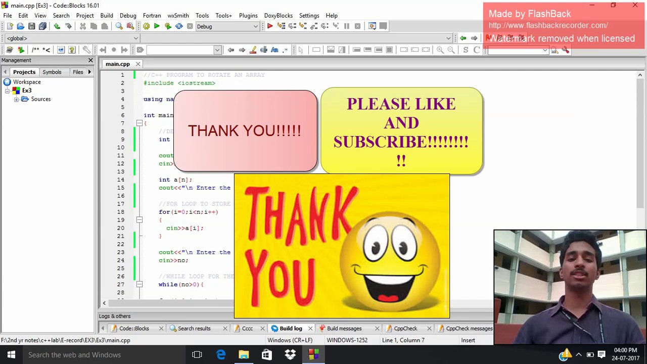 PROGRAM TO ROTATE AN ARRAY!!!!!!