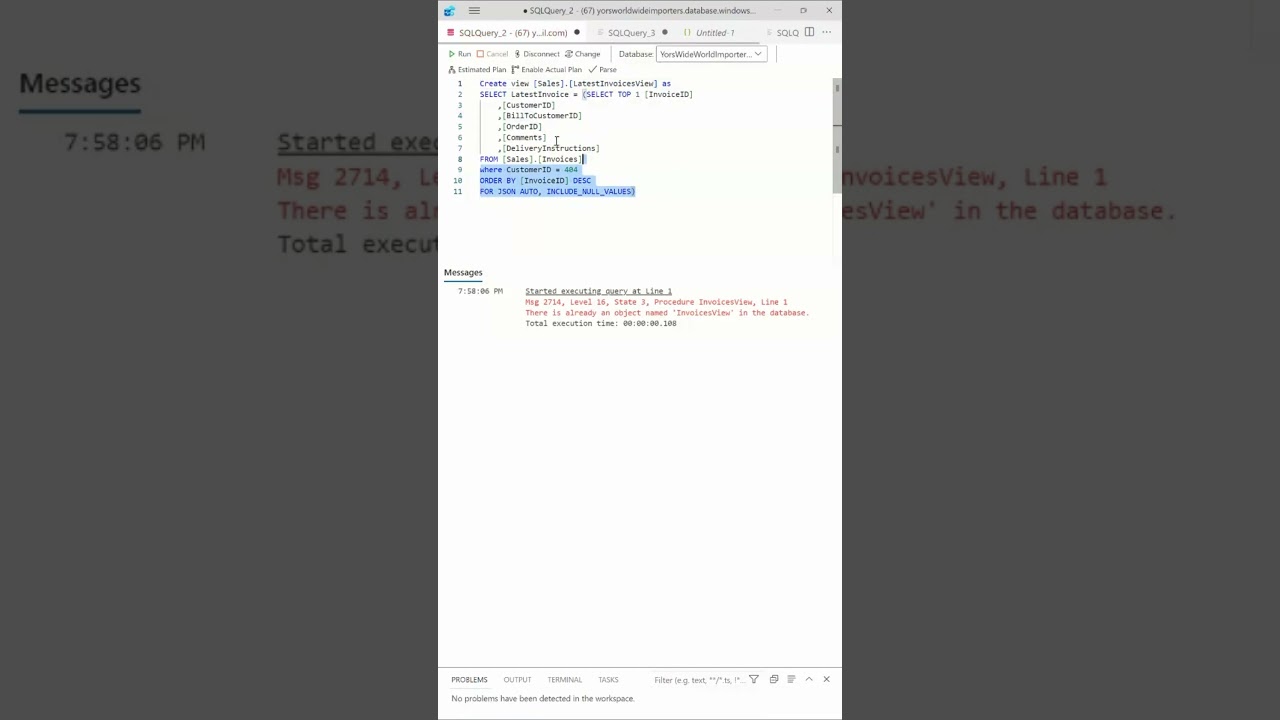 How to create a SQL JSON VIEW without brackets