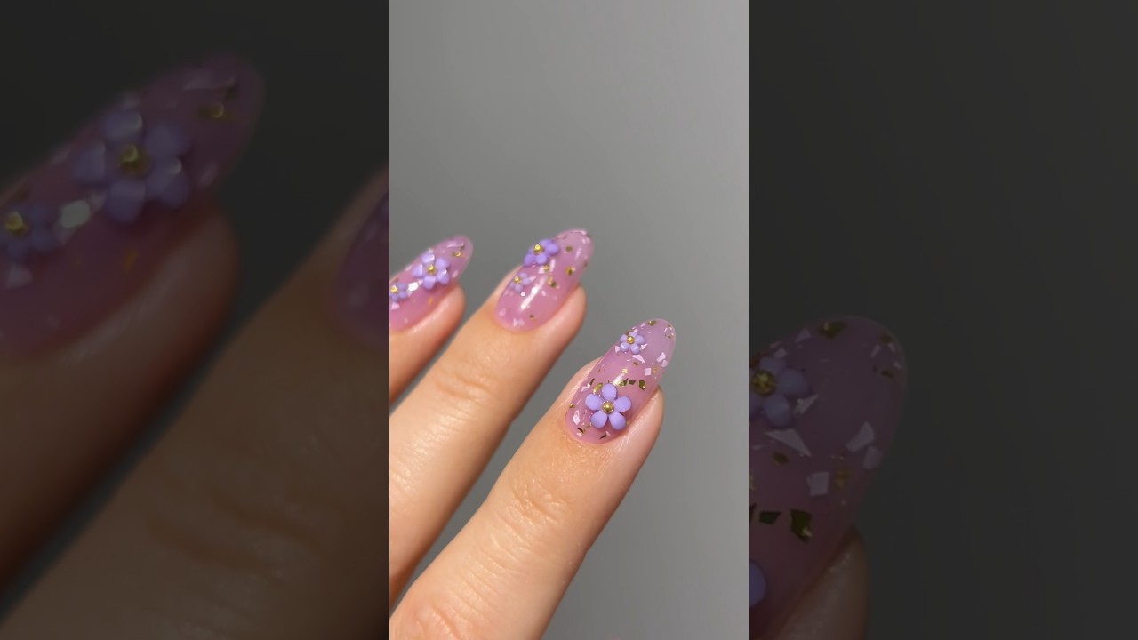 The cutest spring nails ever 🥹🎊💜🌸✨ #nails #nailart #diynails #amazonfinds