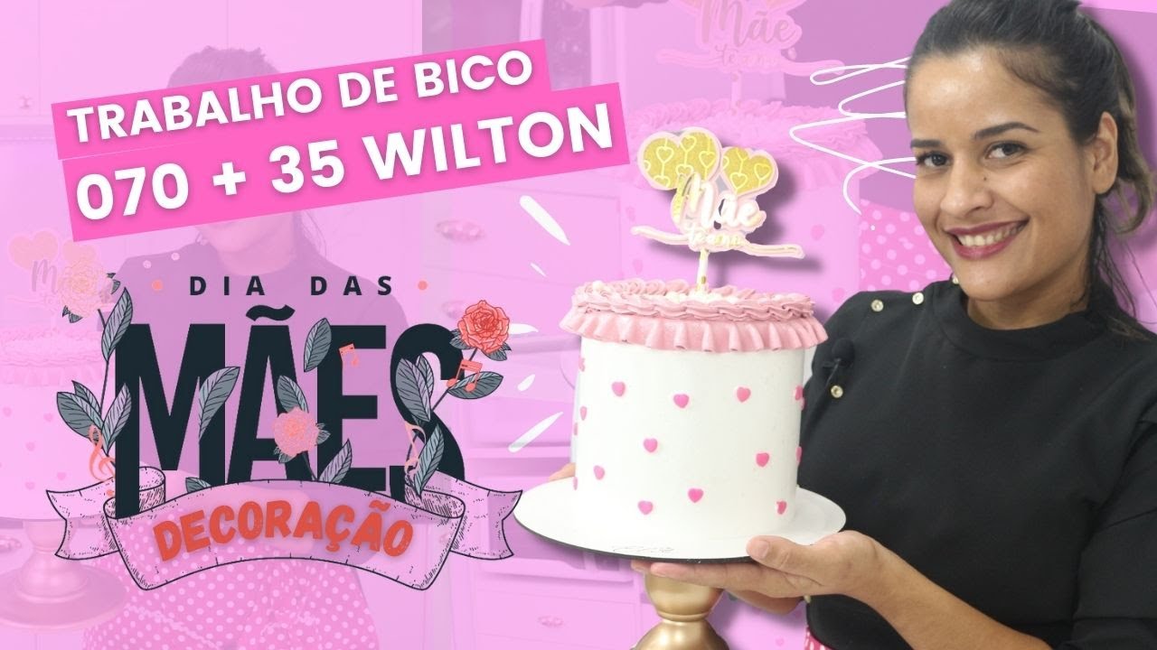 Como fazer babado com o bico 070 -  BOLO DIA DAS MÃES