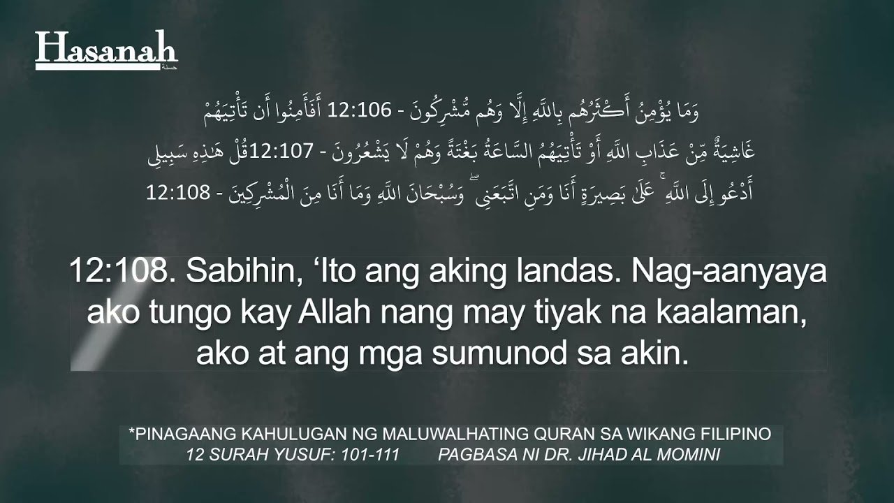 Surah Yusuf 101 111 Quran Tagalog Translation