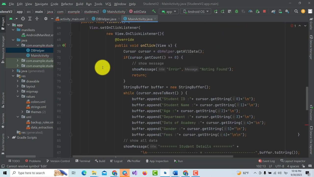 CRUD SQLite Database Demo | Using Android Studio