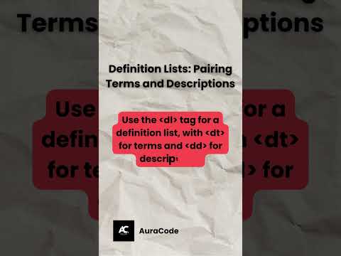 HTML Lists Tutorial: Ordered, Unordered, and Definition Lists Explained | AuraCode #html #htmllist