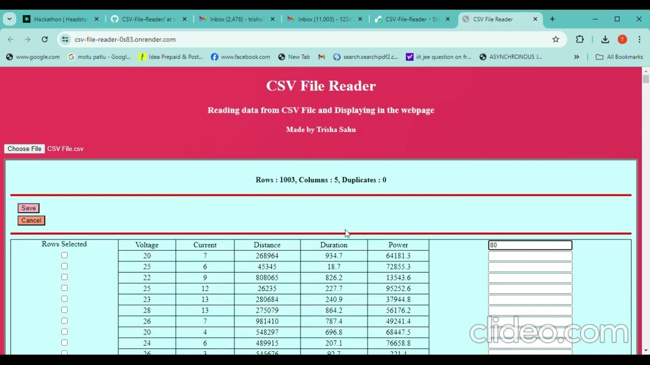 Hackathon | Trisha Sahu | CSV File Reader | Headstarter AI