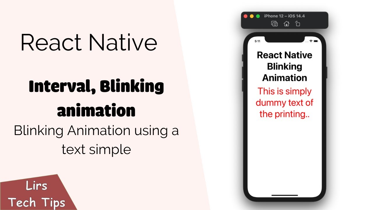 React Native: Blinking Animation using text simple (Using Interval)