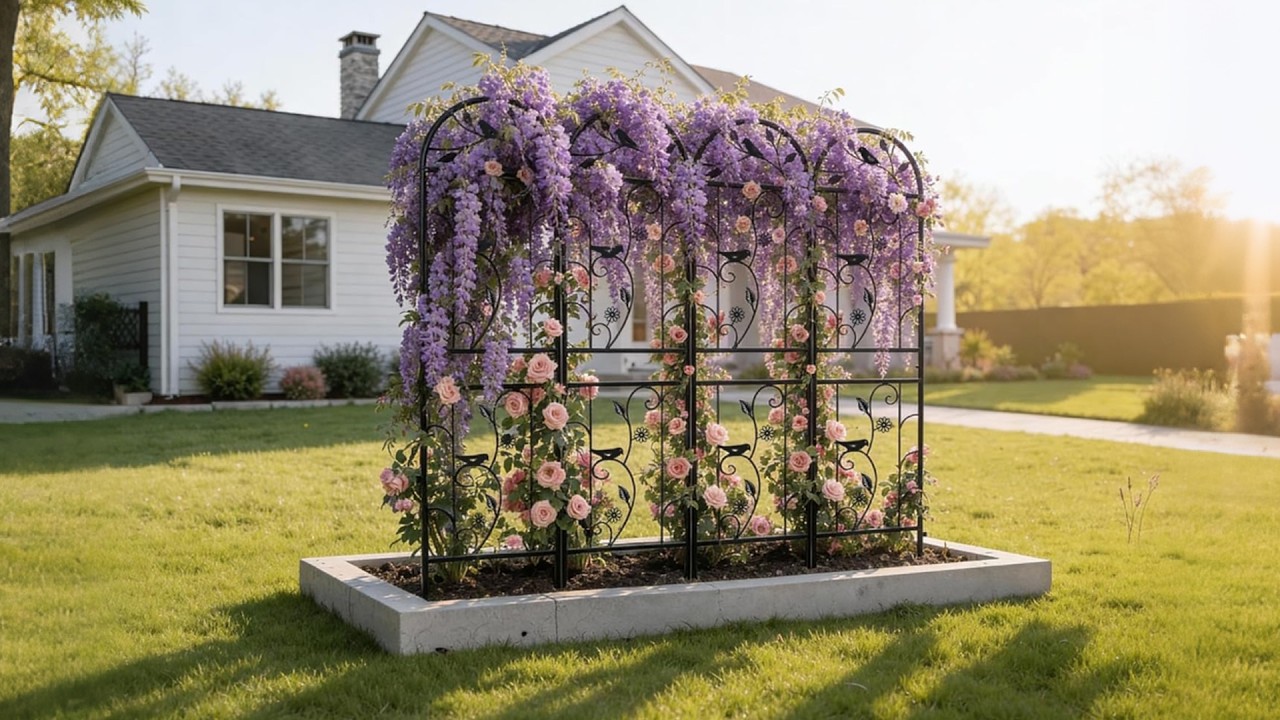 Rust-Proof & Tool-Free Garden Trellis – Sturdy Stakes for Instant Soil Anchoring
