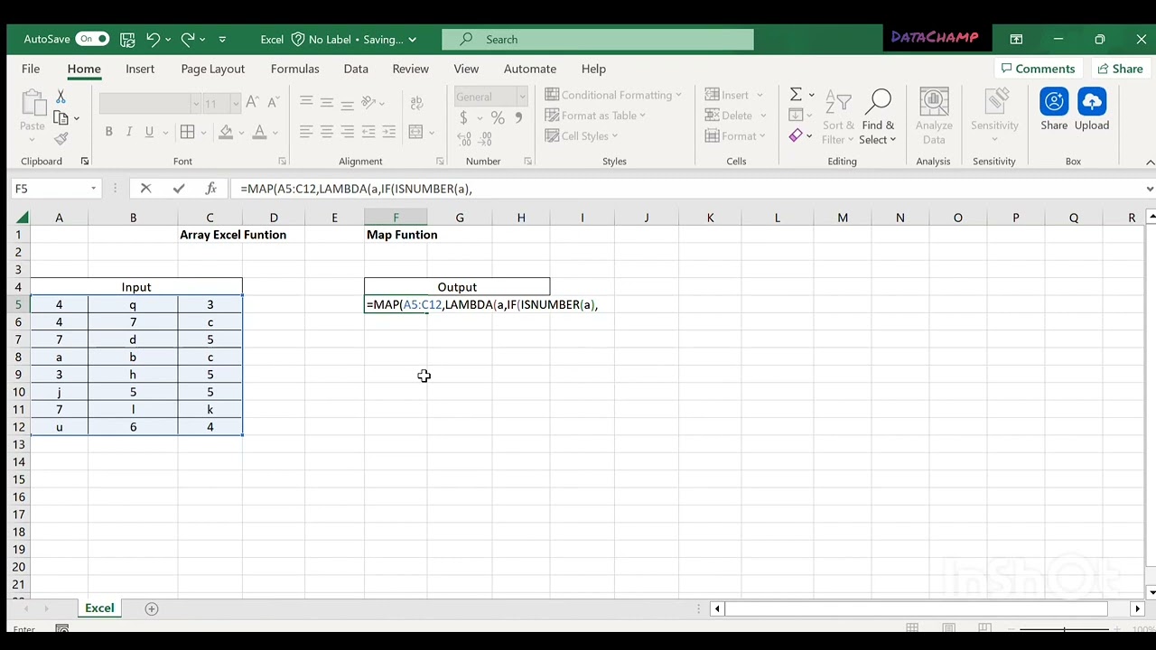 How to use Map function with lambda in Excel