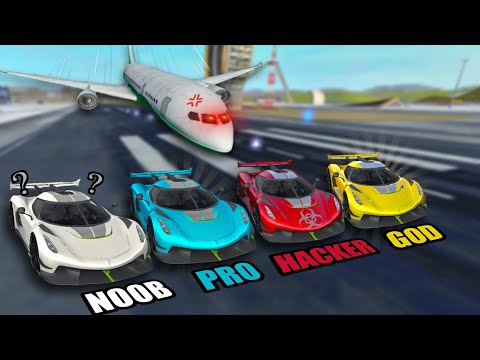 NOOB | PRO | HACKER | GOD VS PLANE || Extreme Car Driving Simulator 🤯