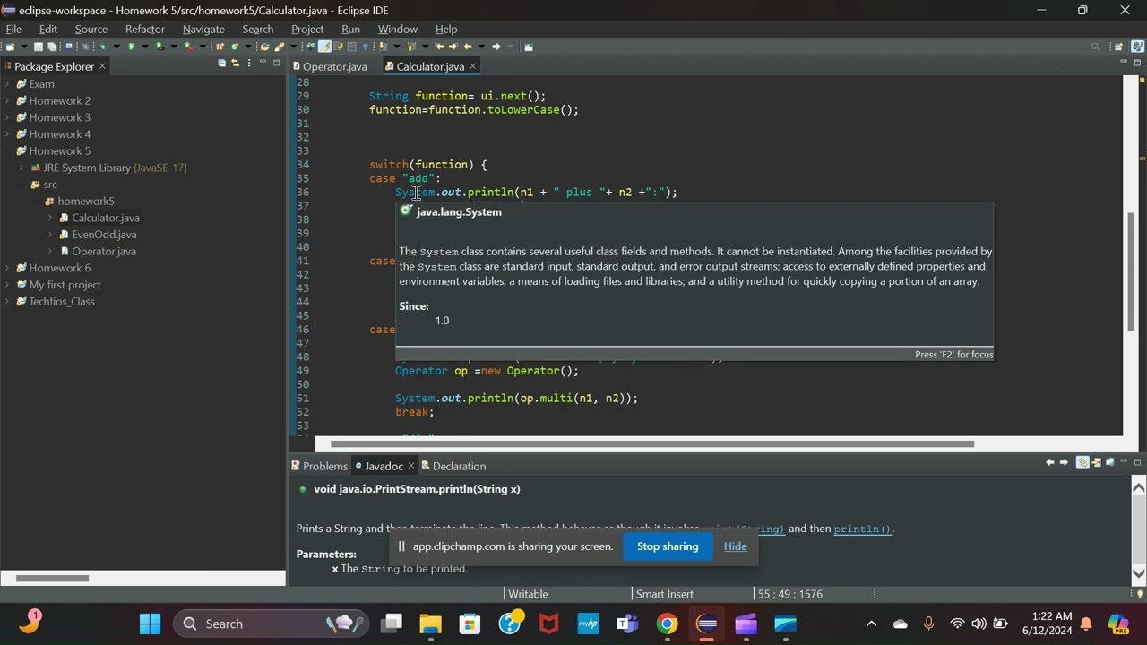 Techfios Java homework 5
