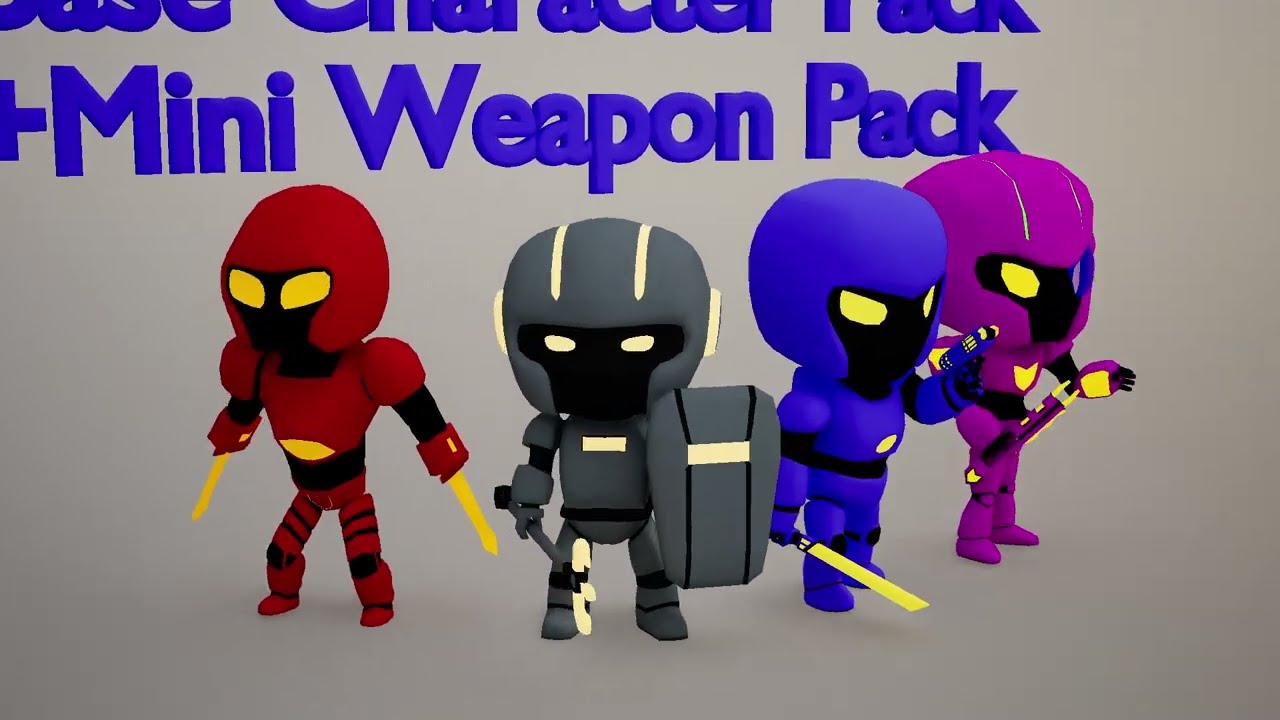 Base Character Pack + Mini Weapon Pack | Low-Poly Game Assets Demo