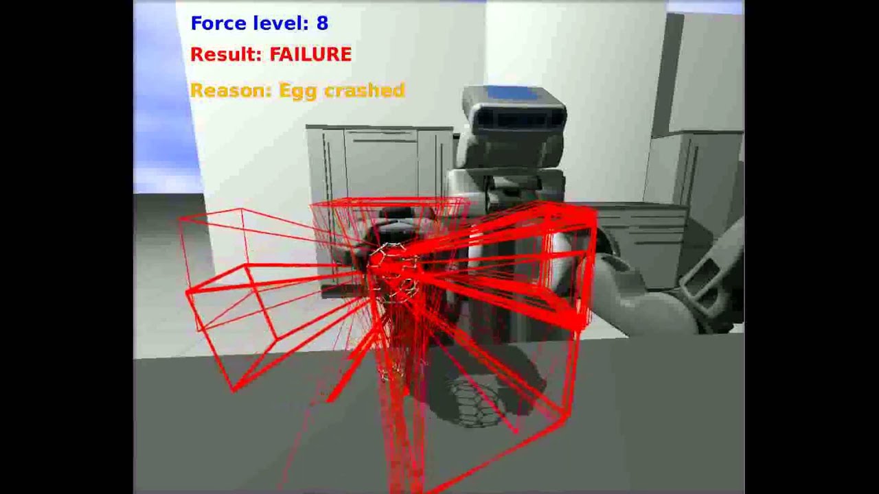 Egg grasping simulation trials