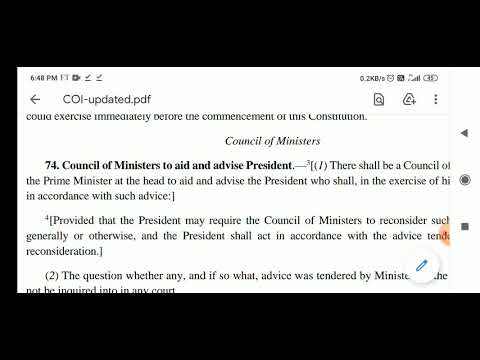 Article 74 Indian Constitution