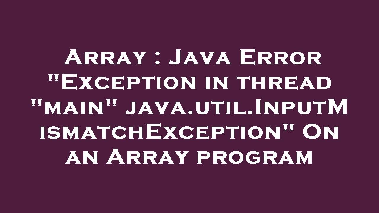 Array : Java Error 