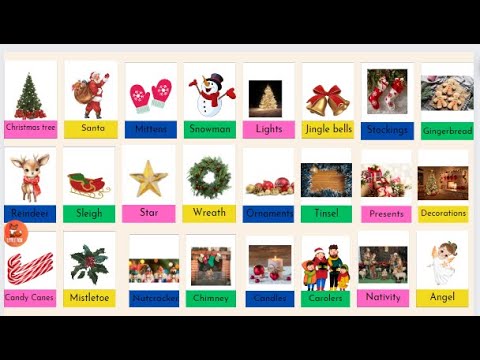 Flash Cards - Christmas Vocabulary Words in English for Kids #kidslearning #kidseducation #christmas