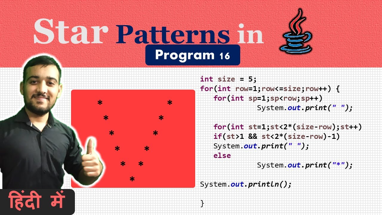 Star Pattern Program in Java - 16 | Coding Wallah