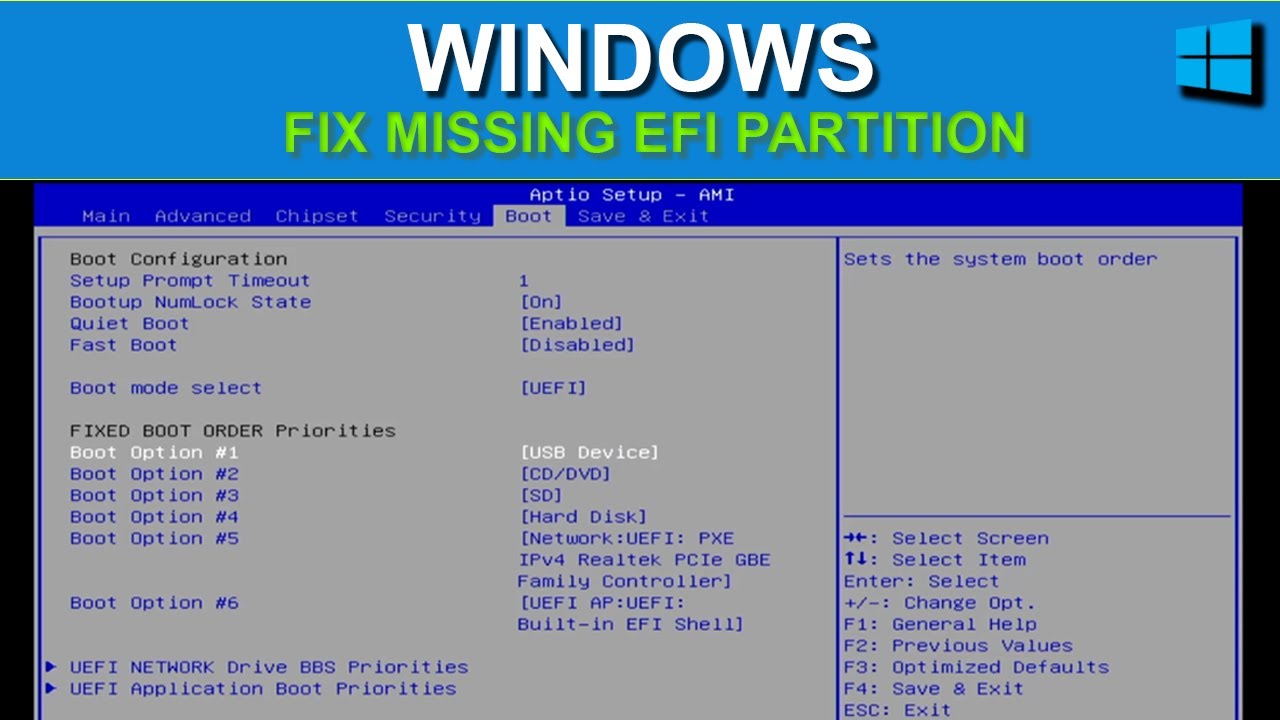 Windows Can't Boot | Missing EFI Partition