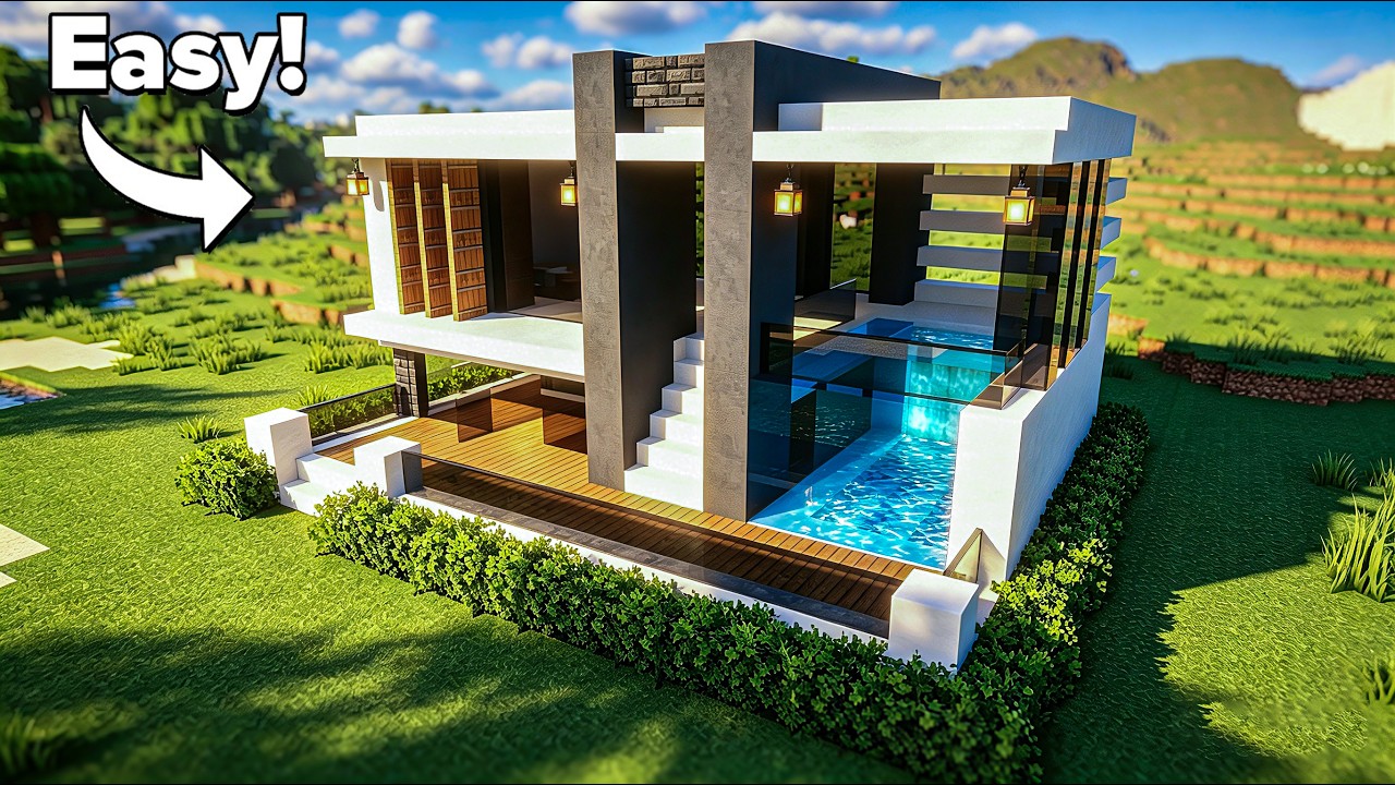 Modern House in 10 Minutes  Easy Minecraft Build