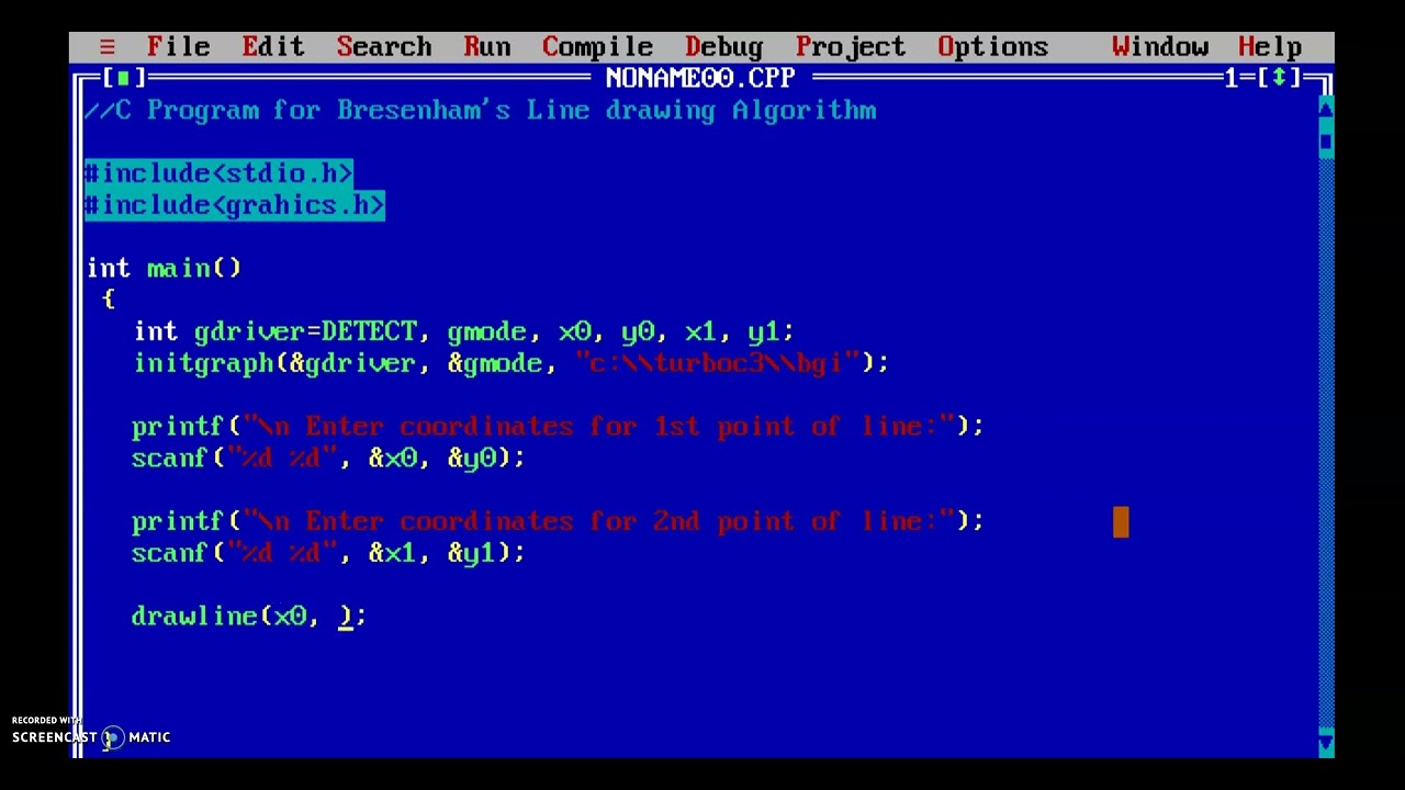 C Program on Bresenham's Line Drawing Algorithm | Computer Graphics