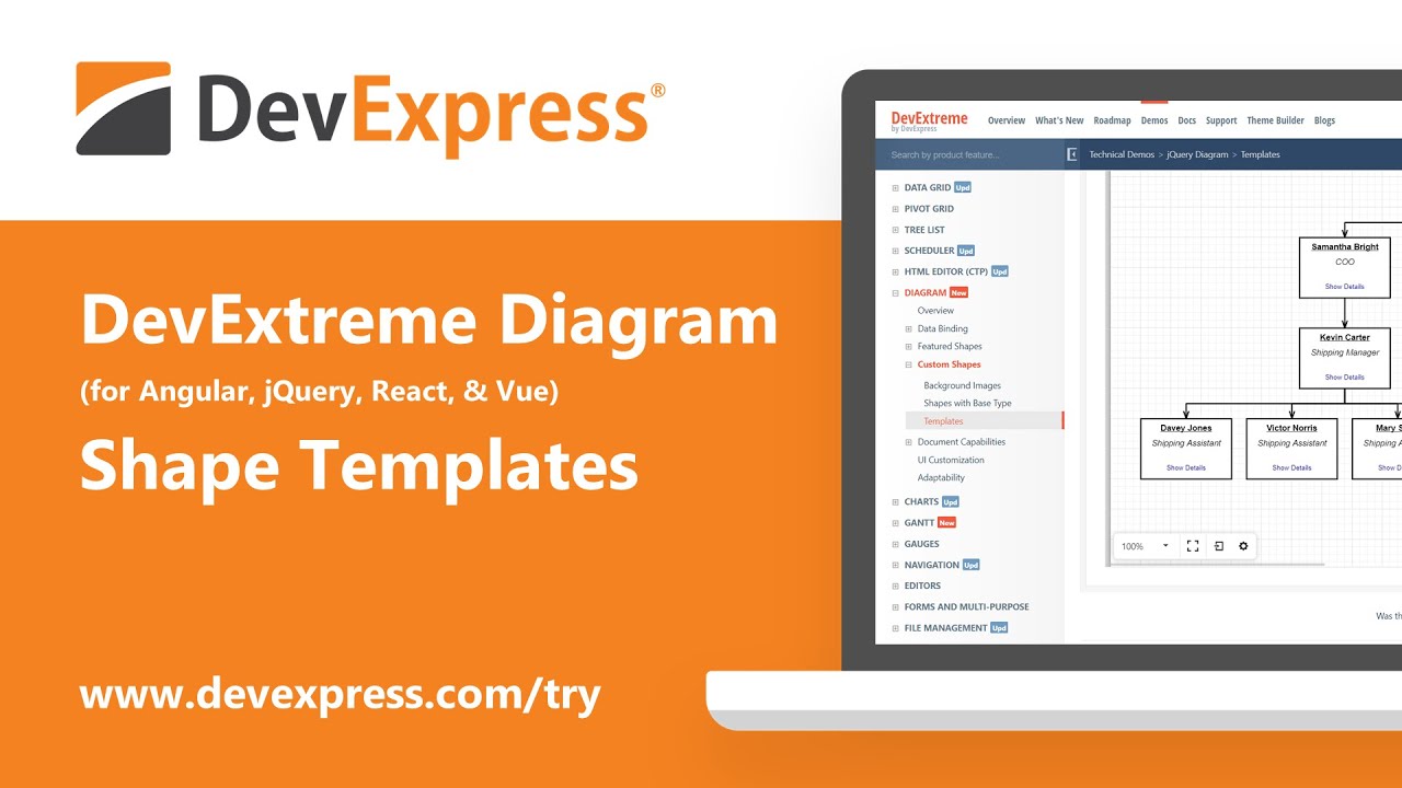 DevExtreme Diagram for Angular, jQuery, React, & Vue: Shape Templates