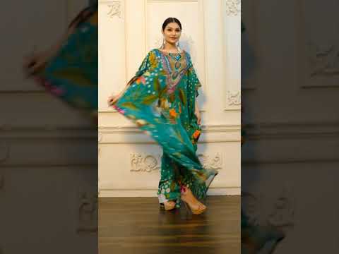 Pure Silk kaftans, Plus Size Silk Caftan, Floral Print Kaftan, Long Kaftan, Embellished New Kaftan