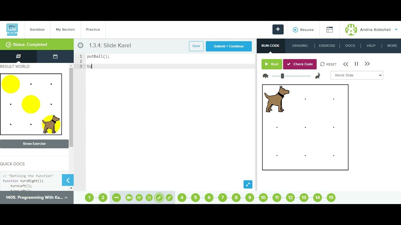 1.3.4:Slide karel Answer CodeHS