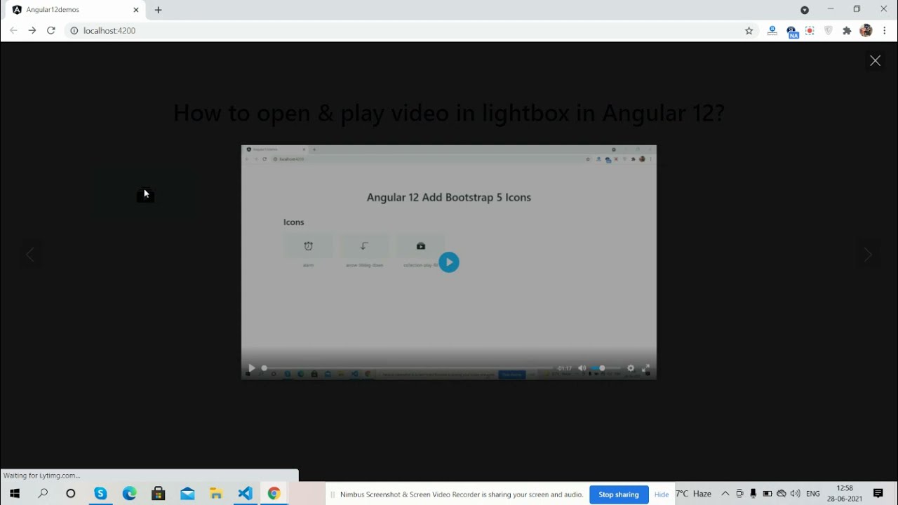 Angular 12 open and play video inside lightbox