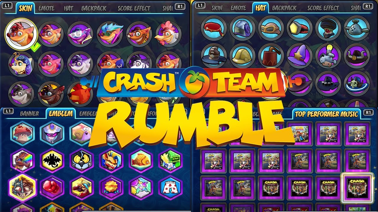 Crash Team Rumble All Cosmetics (LEVEL 500)
