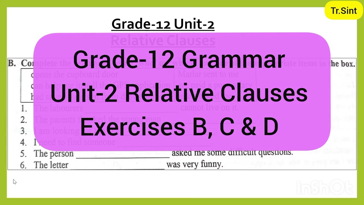 Grade-12 Grammar Exercises from Unit-2