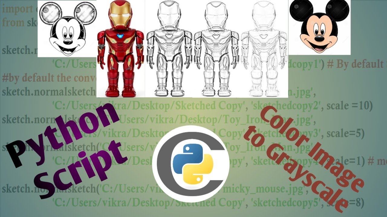 Converting a color Image to Grayscale ( Black & White Image) using Python Script | Sketchify .