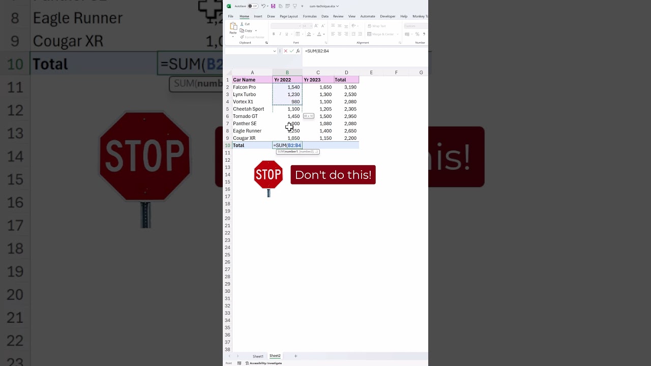 Excel SUM Shortcut: Save Time & Boost Productivity