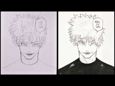 How To Draw Gojo (Nah I’d Win) From Jujutsu Kaisen || Easy Step By Step Anime Drawing Tutorial