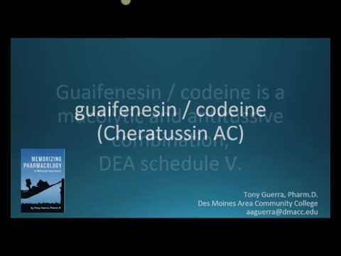 How to pronounce guaifenesin with codeine (Cheratussin AC) (Memorizing Pharmacology Flashcard)